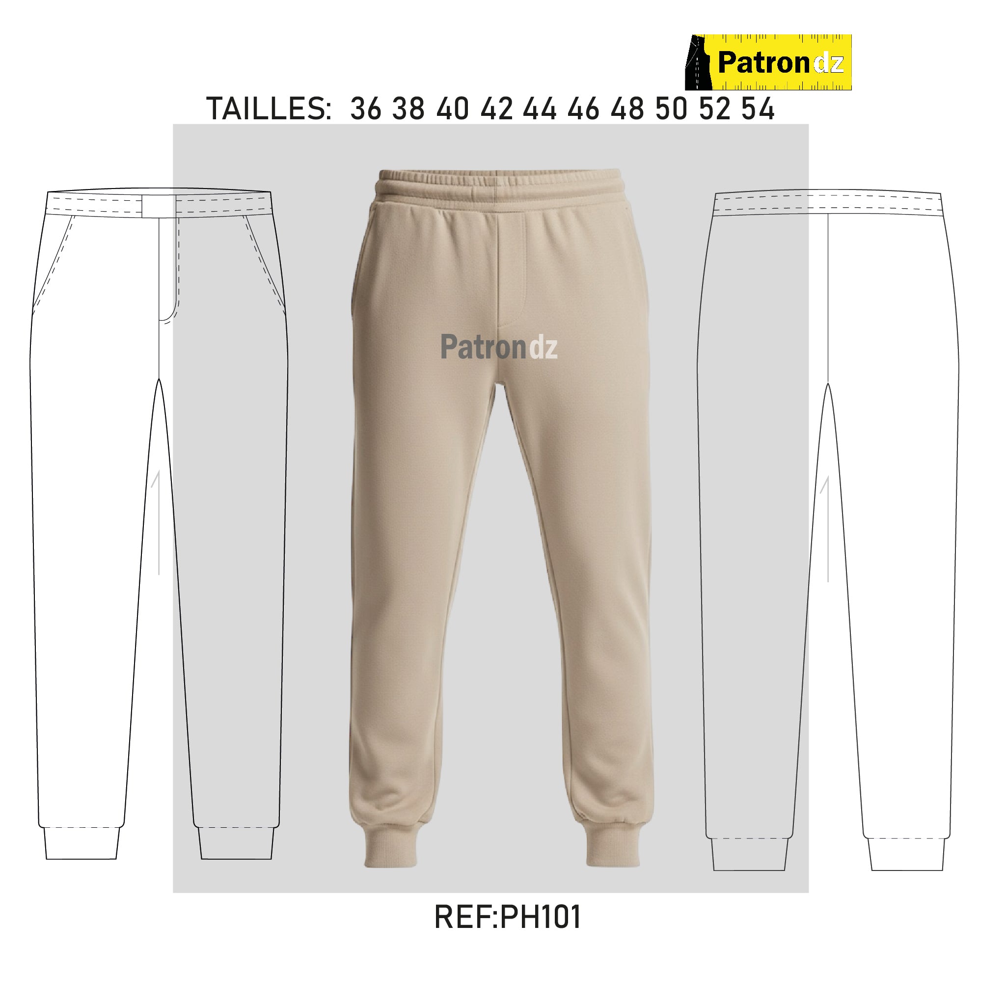 Pantalon jogging - Patron PH101 – Patron dz